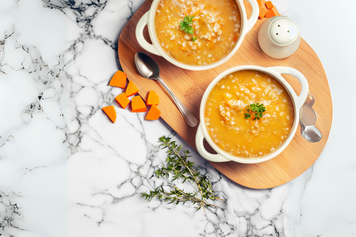 Barley Soup Thyme & Sweet Potatoes - Debu Magazine